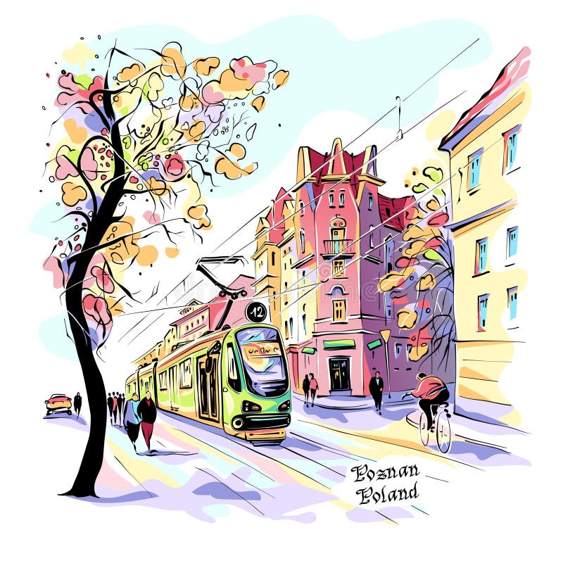 Autumn Poznan, Poland stock vector. Illustration of cozy - 308828892 Autumn Poznan, Poland stock vector. Illustration of cozy - 308828892