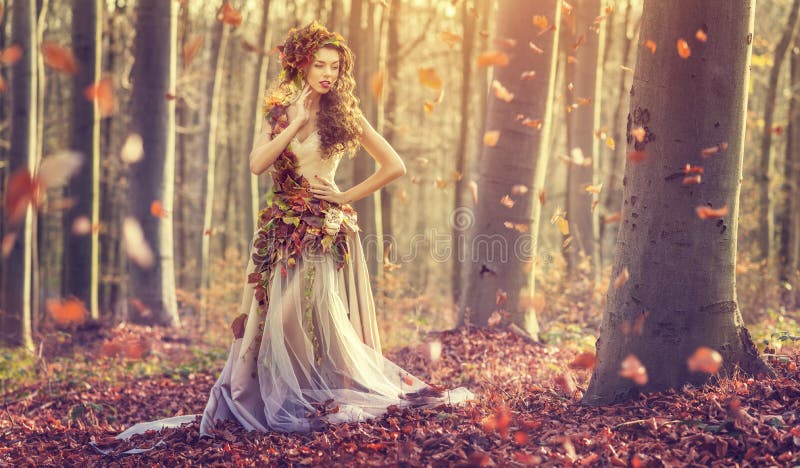 Autumn Princess. Fall Season Outfit. Modern Fashion Outfit Stock Image ...