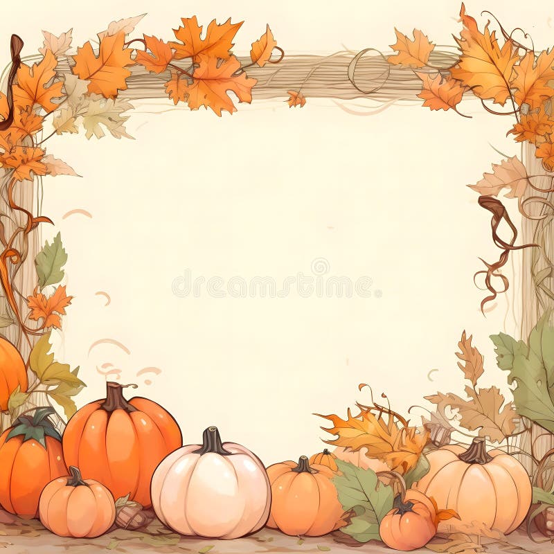 Autumn Pumpkin Frame Illustration Stock Illustration - Illustration of ...