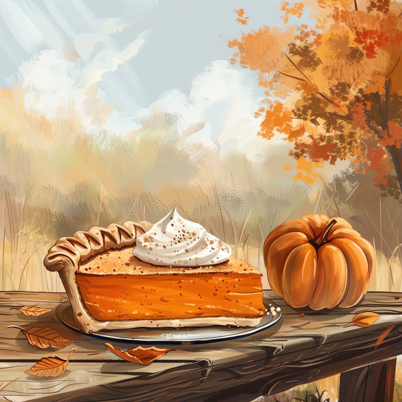 Autumn Pumpkin Pie Slice with Whipped Cream Stock Image - Image of fall ...