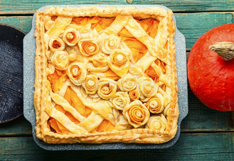 Autumn pumpkin pie stock image. Image of tartlet, view - 248550853