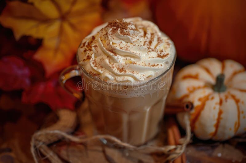 Autumn Pumpkin Spice Latte with Whipped Cream and Cinnamon in a Cozy ...