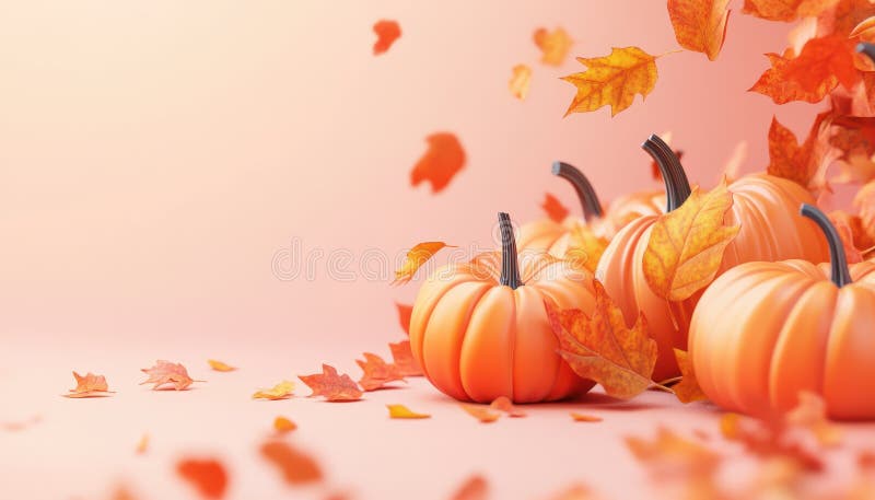 Autumn Pumpkins and Falling Leaves Create a Warm Fall Atmosphere on a ...