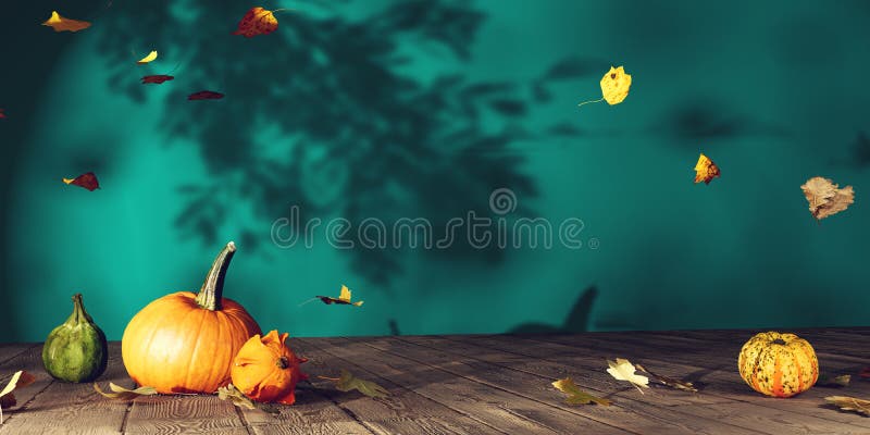 Autumn Pumpkins - Harvest and Thanksgiving Theme - 3D Stock Image ...