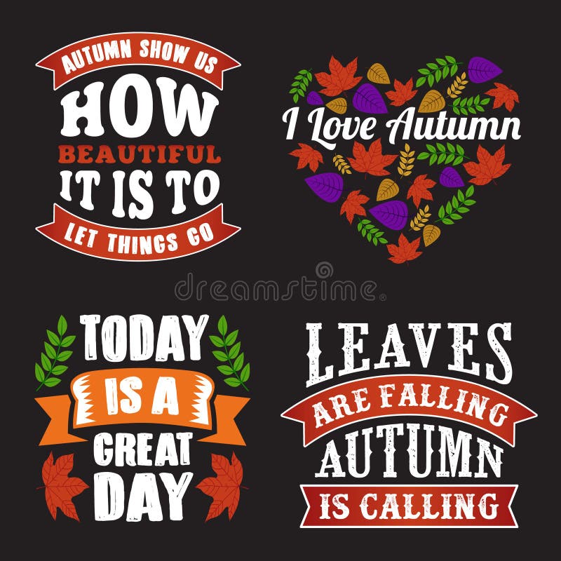 Autumn Quote and Saying Set, Good for Print Stock Illustration ...