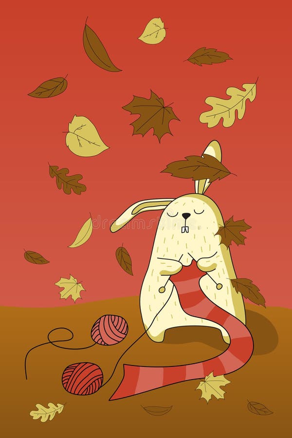Autumn rabbit stock vector. Illustration of design, knit - 45889946