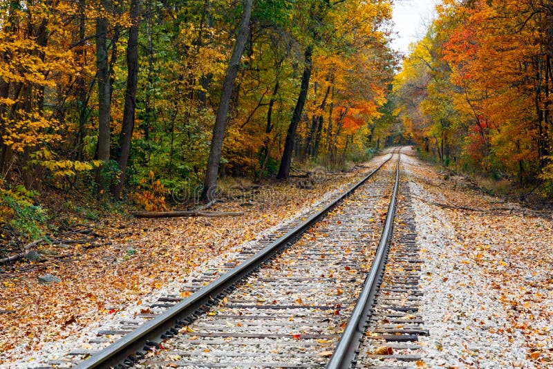 Autumn Railroad Tracks foto de archivo. Imagen de punta - 35129666