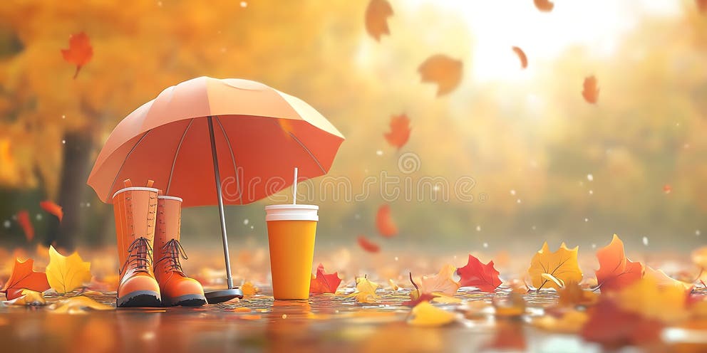 Autumn Rain Cozy Fall Image Stock Illustration - Illustration of ...