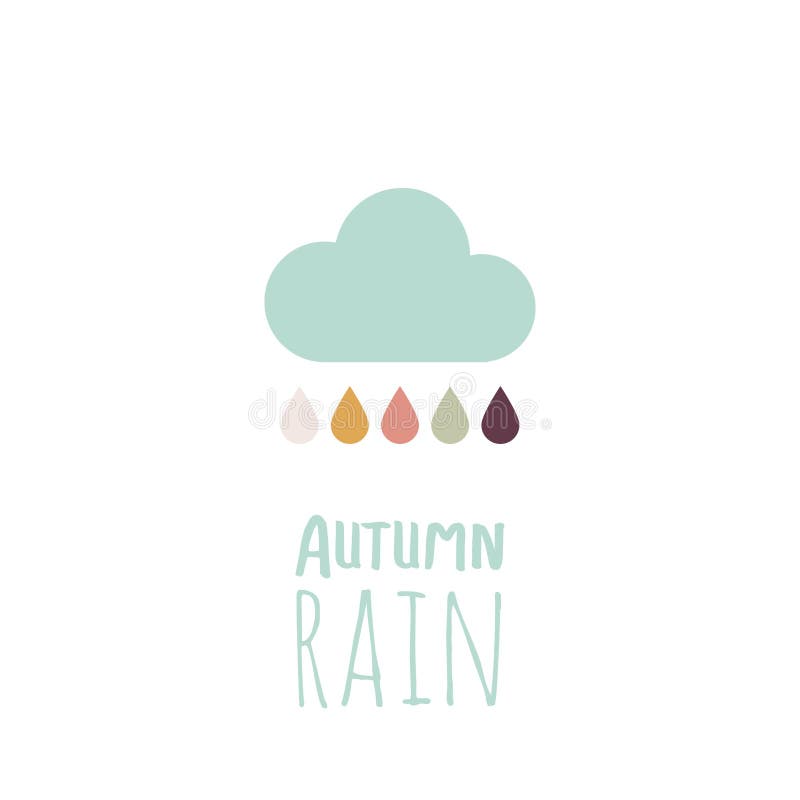 Autumn Rain. Minimal Composition. Cloud with Drops. Vector Illustration ...