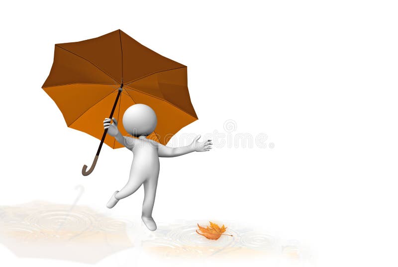 Autumn Rain Umbrella Man Character Running Stock Illustration ...
