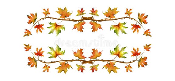 Autumn Rectangular Frame Made of Maple Branches. Isolated Illustration ...