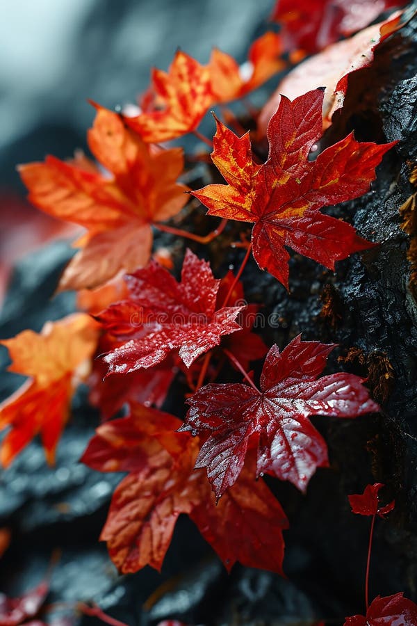 Autumn Red Leaves Background Stock Illustration - Illustration of plant ...