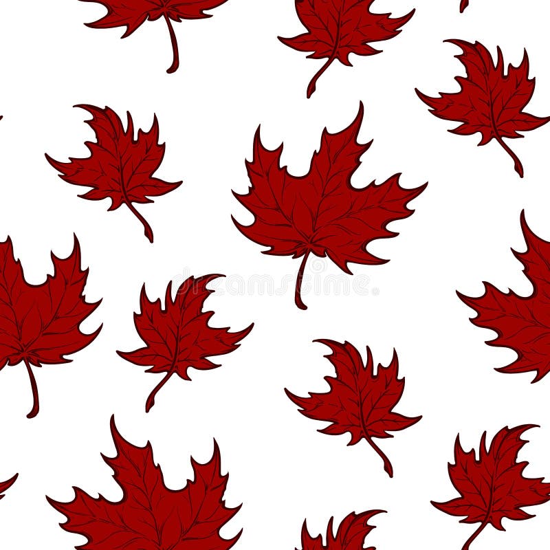 Autumn Red Maple Leaves Seamless Pattern Stock Vector - Illustration of ...