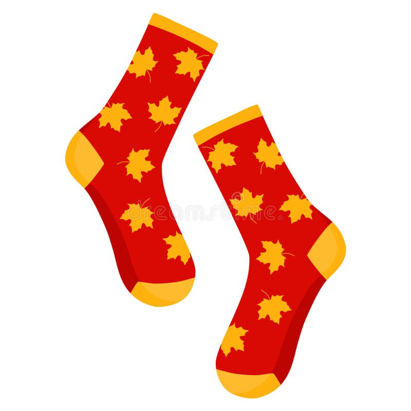 Autumn Red Socks with a Pattern of Maple Leaves Stock Vector ...