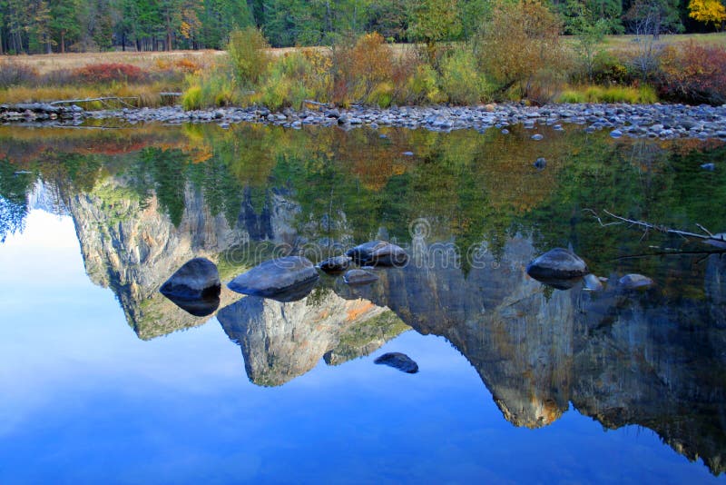Autumn Reflection on the Merced River CA 02721 Stock Photo - Image of ...
