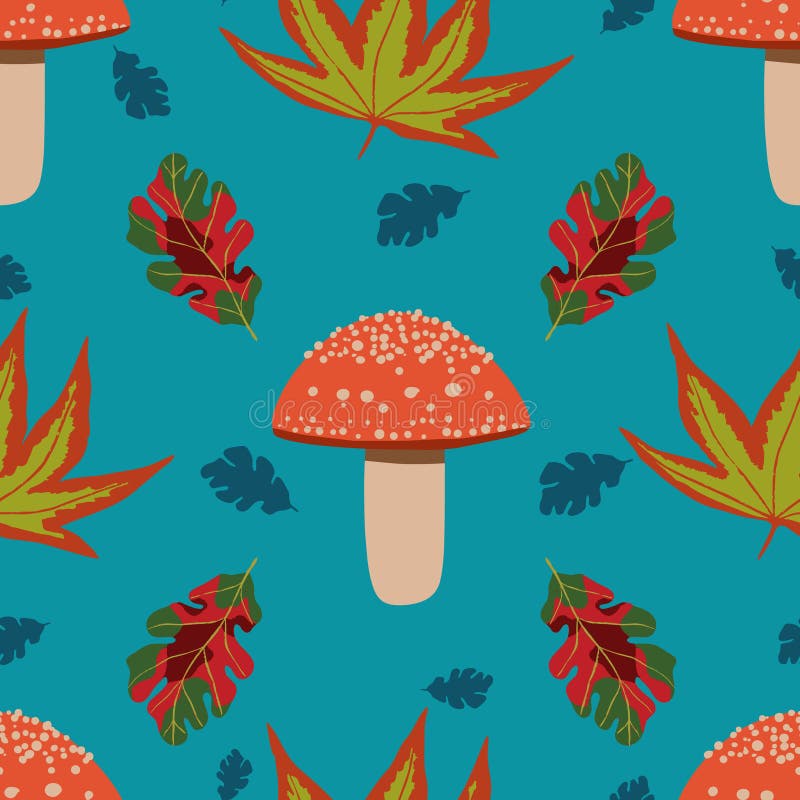 Autumn Repeat Vector Pattern Design on Blue Stock Vector - Illustration ...