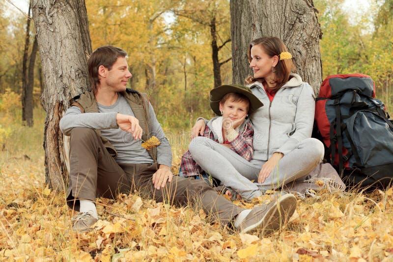 Autumn rest stock image. Image of forest, backpack, countryside - 22355517
