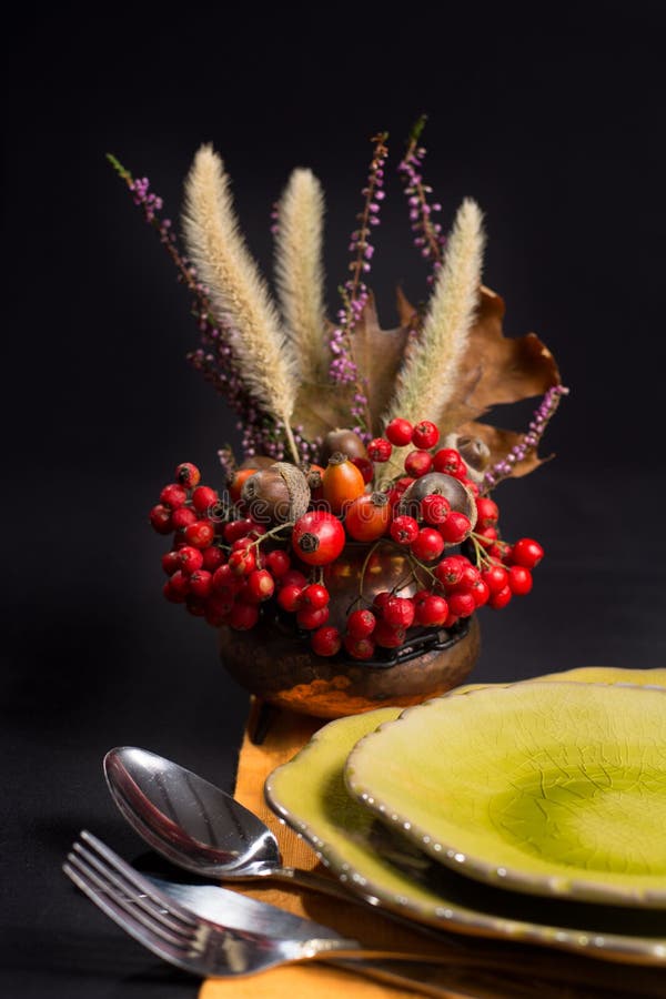 Autumn Restaurant Menu Free Text Copy Space and Table Setting Stock ...