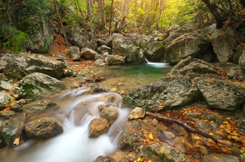 Autumn rill flow stock photo. Image of nature, river - 170786692