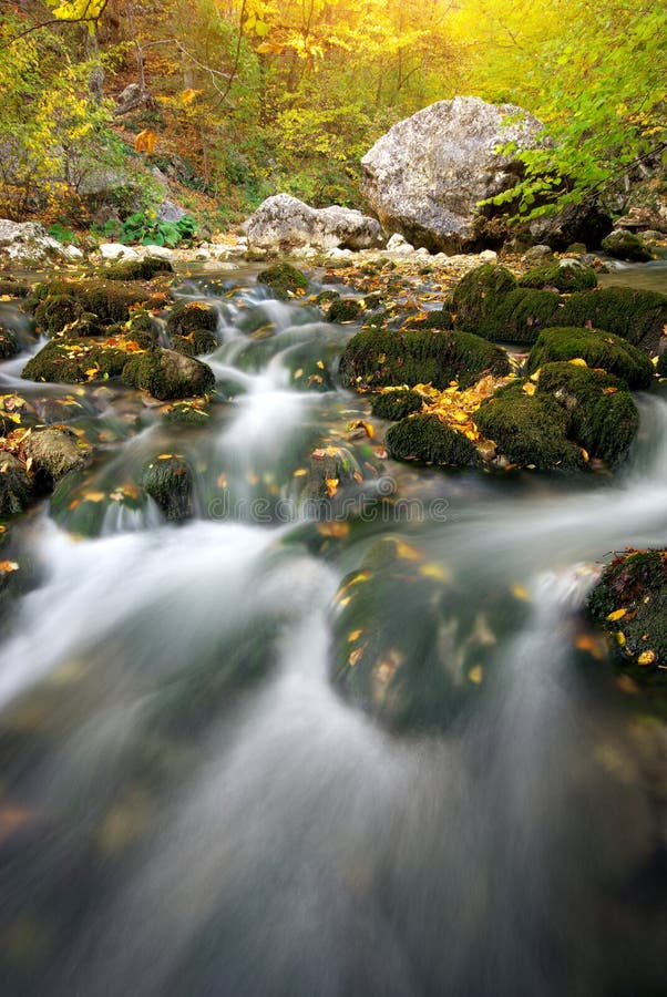 Beautiful Cascade Waterfall in Autumn Forest Stock Image - Image of ...