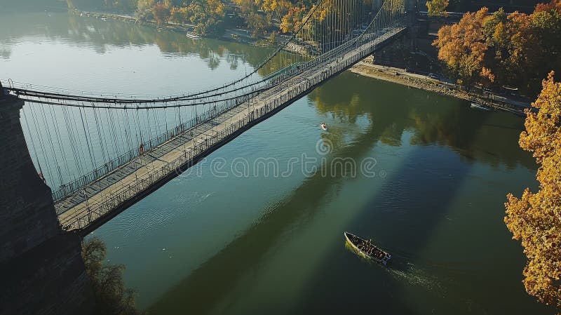 Autumn River Bridge Walkers Stock Image - Image of water, nature: 356718477