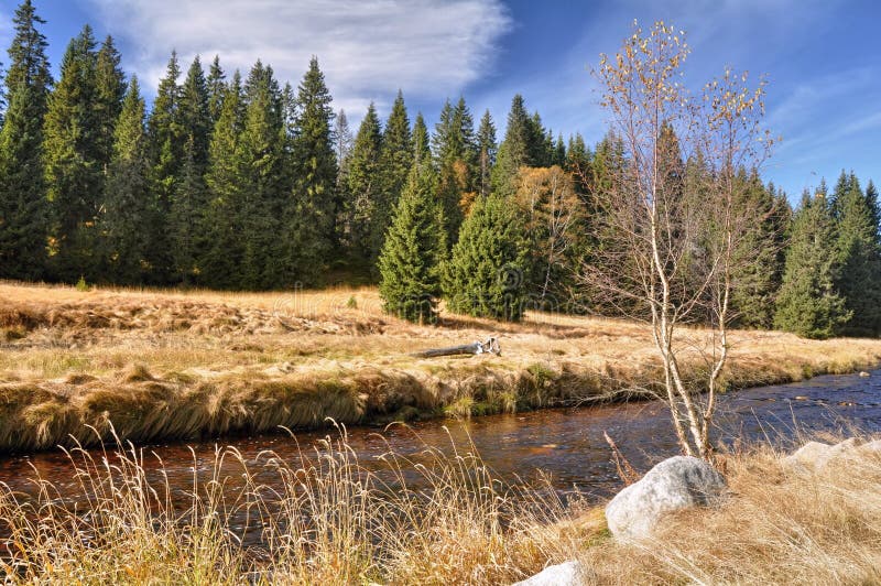 Autumn river stock photo. Image of fall, landscape, grass - 34590052