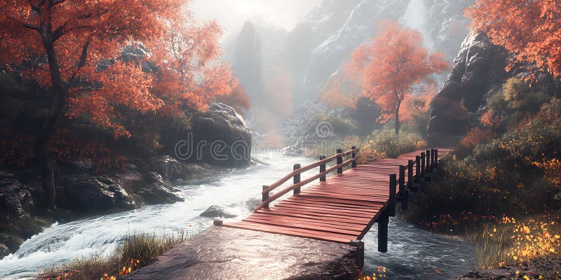 Autumn River Scene Stunning Nature Wallpaper Stock Illustration ...