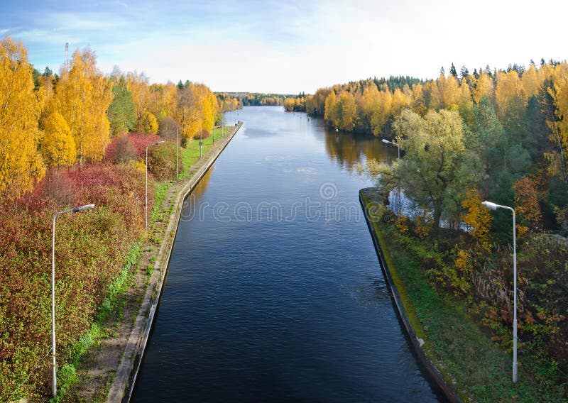 Autumn river scene stock image. Image of canal, backgrounds - 34578317