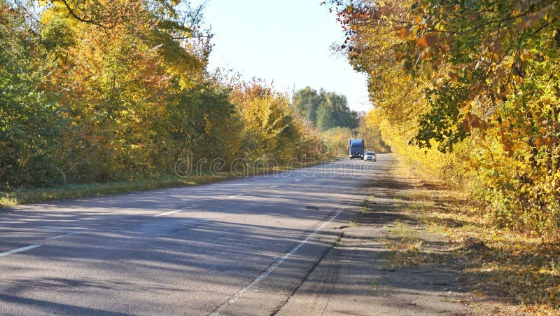 Autumn Road between Cities in Ukraine. Stock Image - Image of road ...