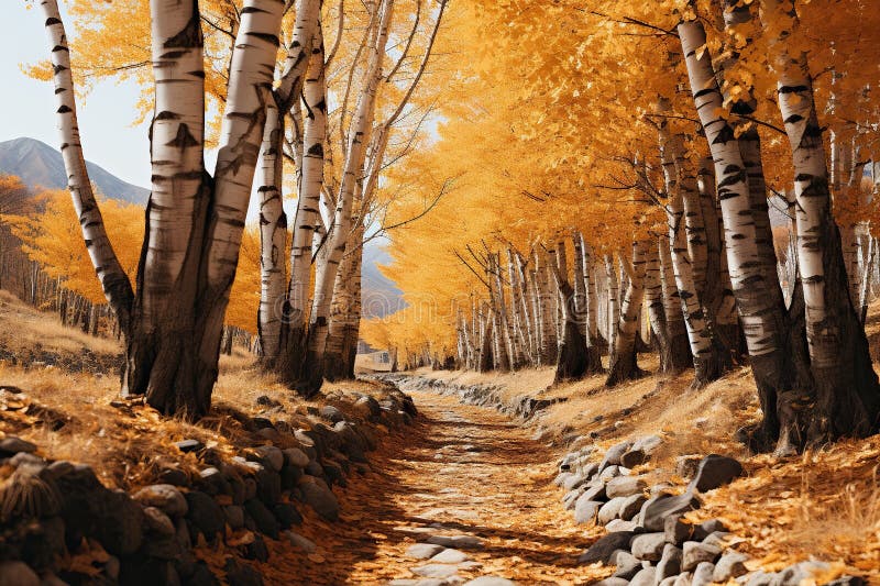 Autumn Forest Road. 3d Rendering. Computer Digital Drawing Stock ...