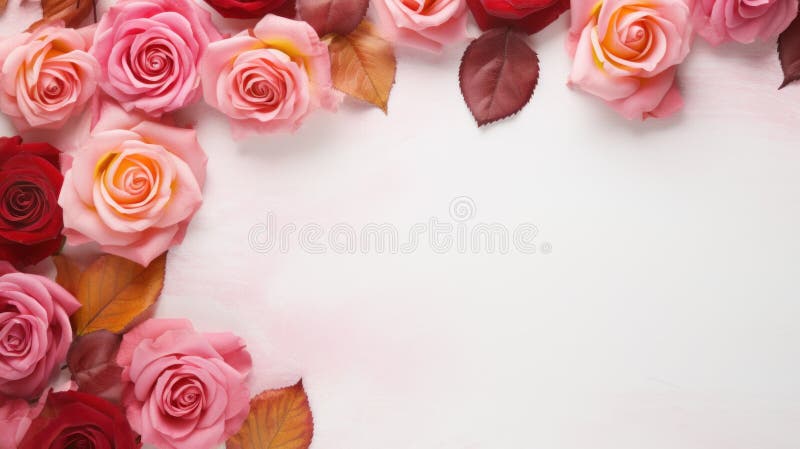 Autumn Rose Frame on Textured Background AI Generated Stock ...