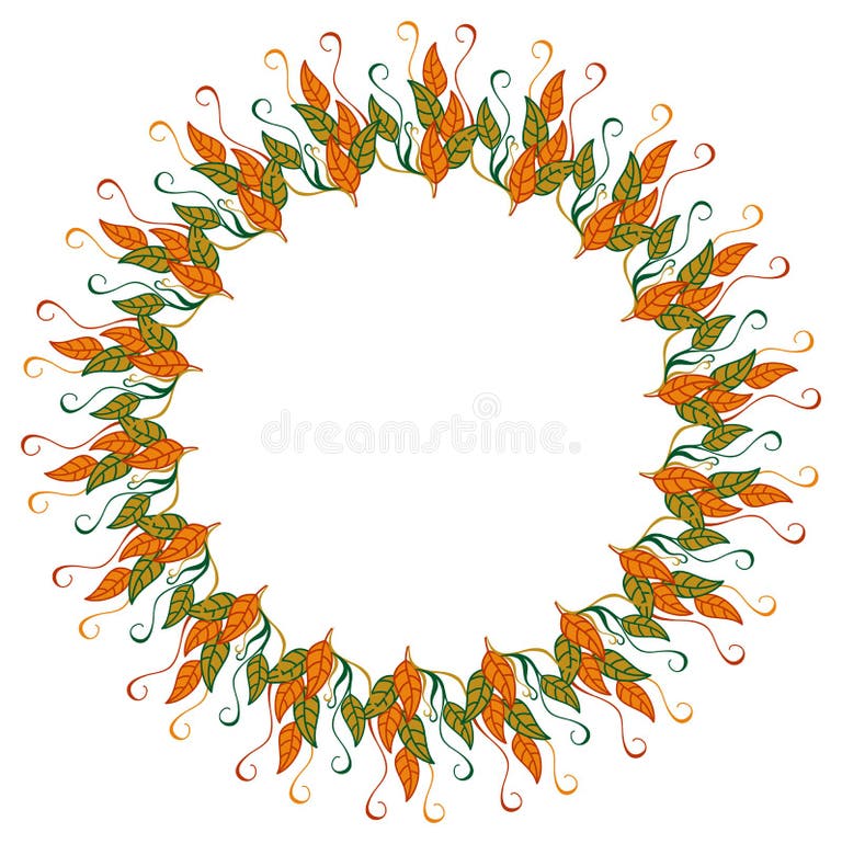 Autumn Round Frame with Leaves. Stock Illustration - Illustration of ...