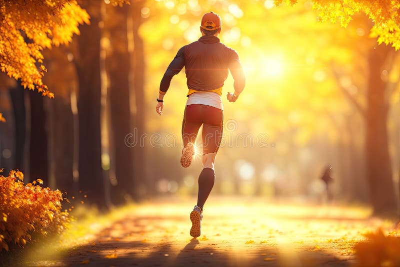 Autumn Running Man Back View Concept. Ai Generative Stock Illustration ...