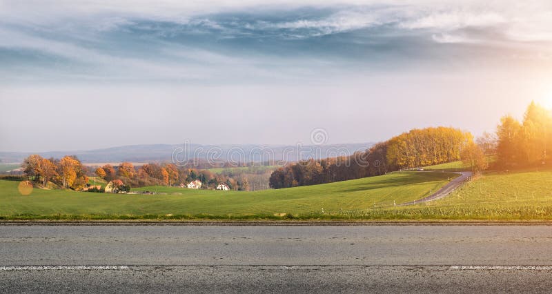 Autumn rural landscape stock photo. Image of field, road - 6699434