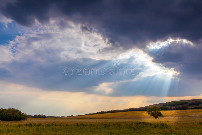 Autumn Rural Scenery with Stormy Sky Stock Image - Image of black ...