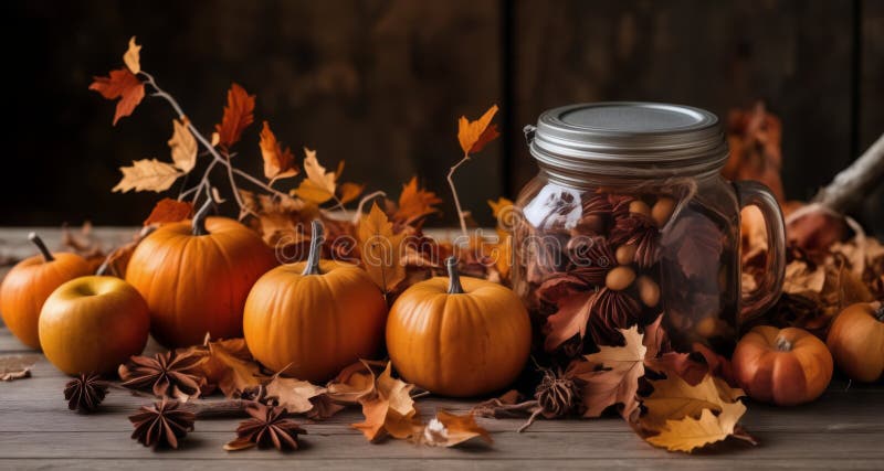 Autumn S Bounty in a Rustic Still Life Stock Illustration ...