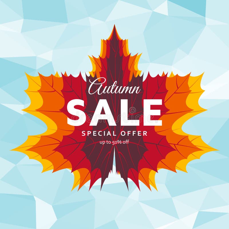 Autumn Sale Background Template with Bright Leaves Stock Vector ...