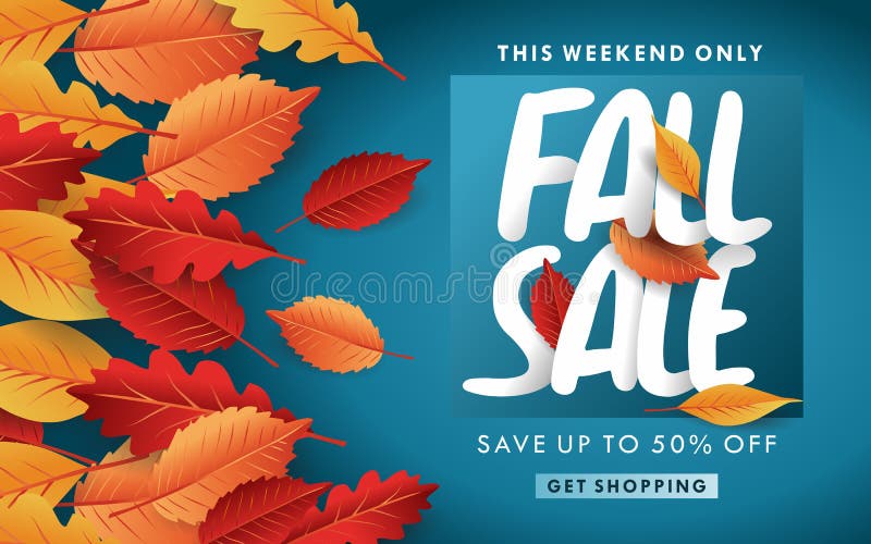 Autumn Sale Banner Background with Fall Leaves. Vector Illustration ...