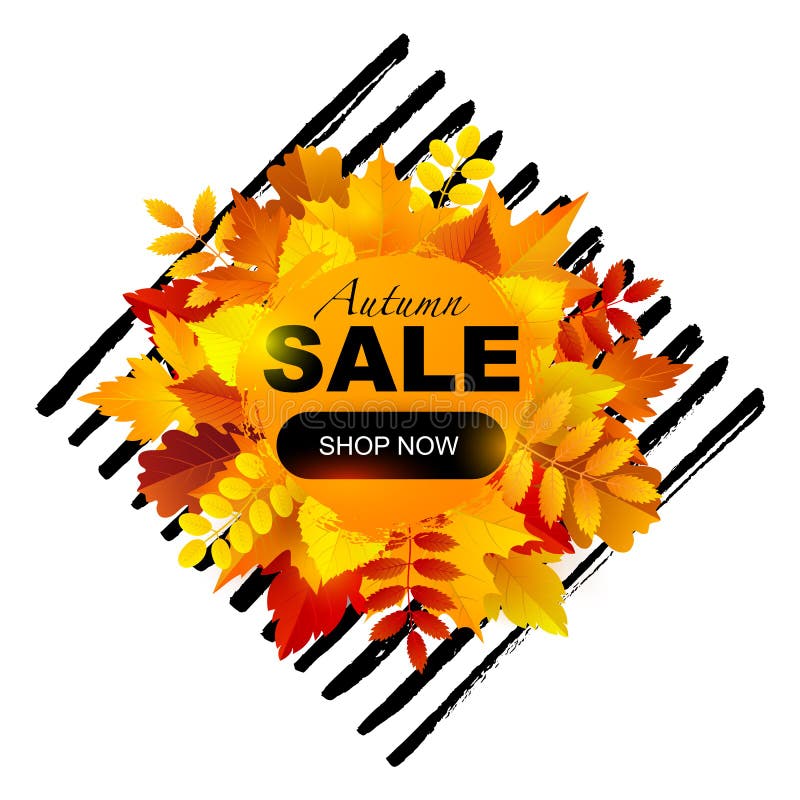 Autumn Sale Design Template Stock Vector - Illustration of clearance ...