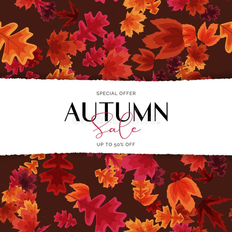 Autumn Sale Poster with Falling Leaves. Vector Illustration. EPS10 ...