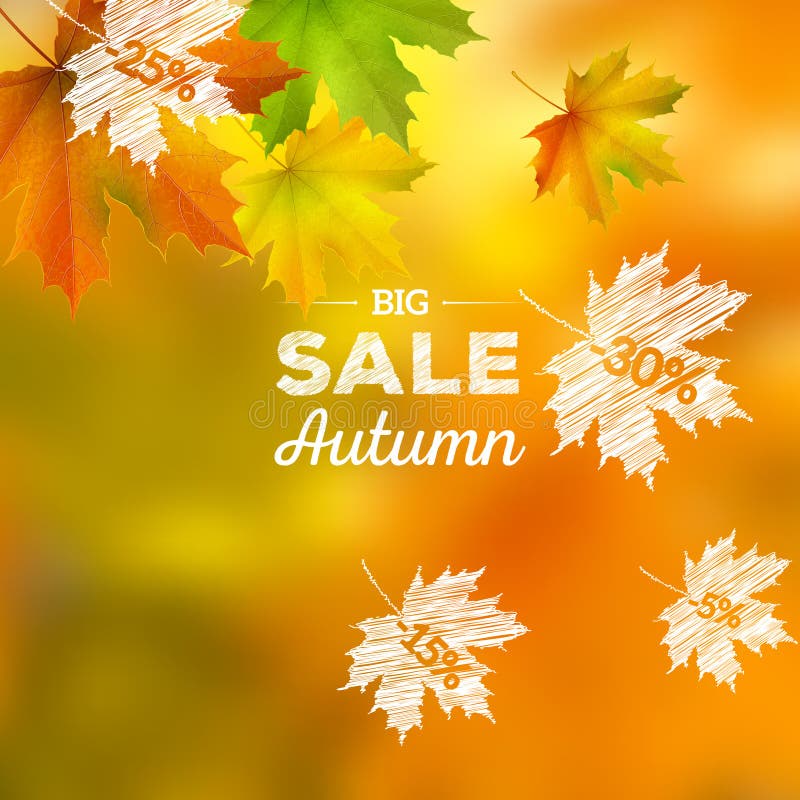 Fall Illustration. Vector Sale Banner or Poster. Frames, Backgrounds ...