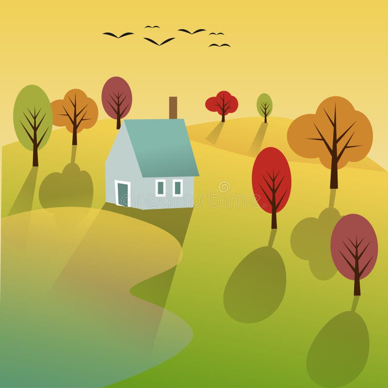 Autumn scene Background stock vector. Illustration of plant - 46296669