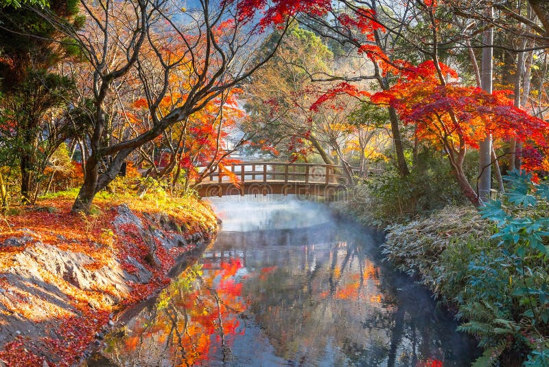 Autumn Scenery in a Park in the Famous Yufuin Resort Town Stock Photo ...