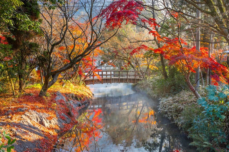 Autumn Scenery in a Park in the Famous Yufuin Resort Town Stock Image ...