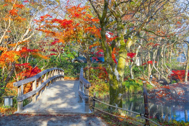 Autumn Scenery in a Park in the Famous Yufuin Resort Town Stock Photo ...