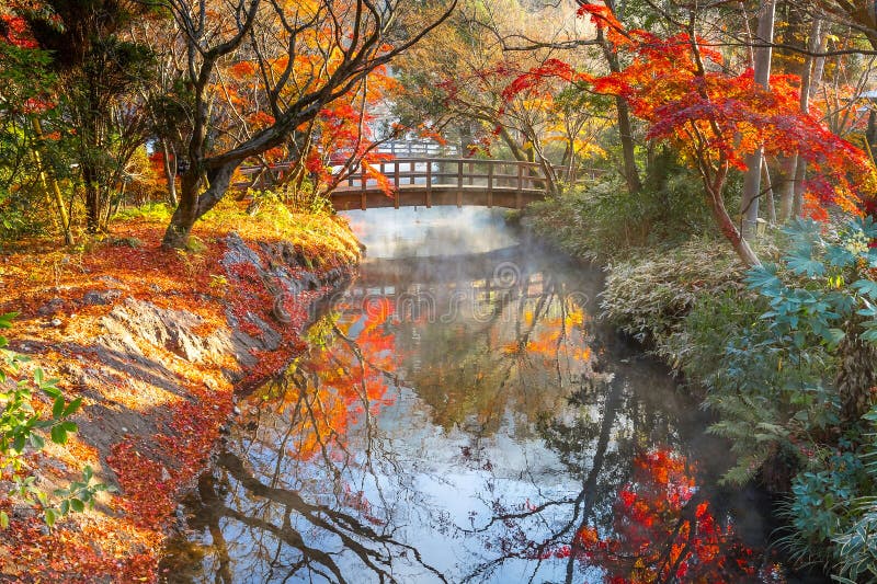 Autumn Scenery in a Park in the Famous Yufuin Resort Town Stock Photo ...