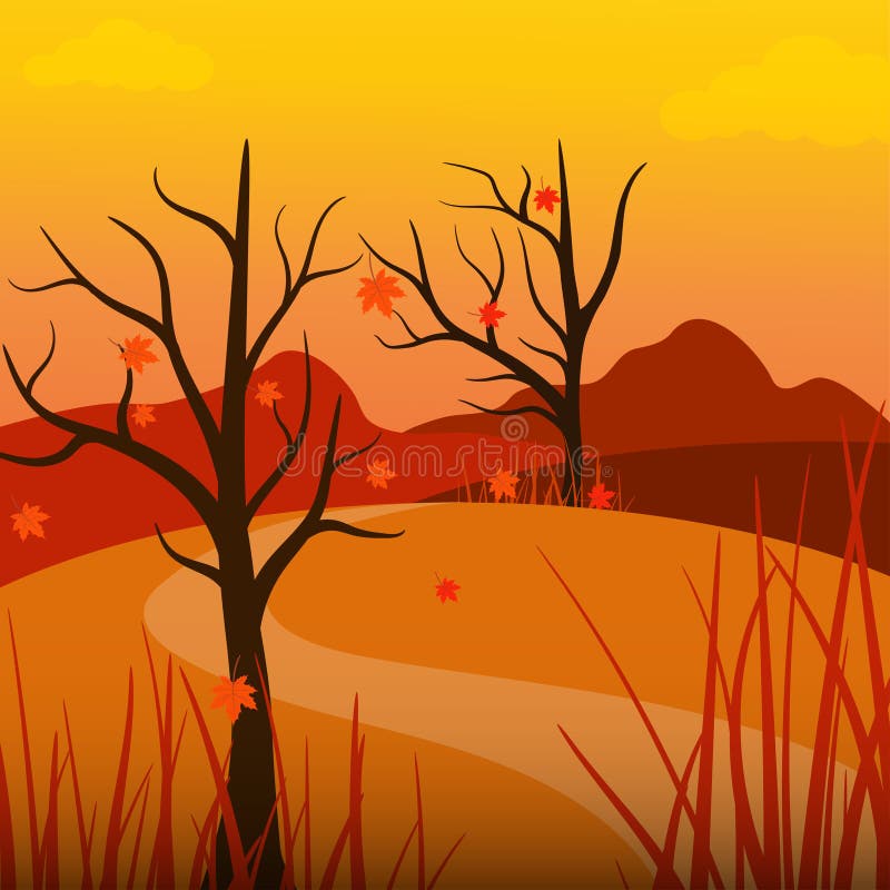 Autumn Scenery Vector Illustration Stock Vector - Illustration of ...