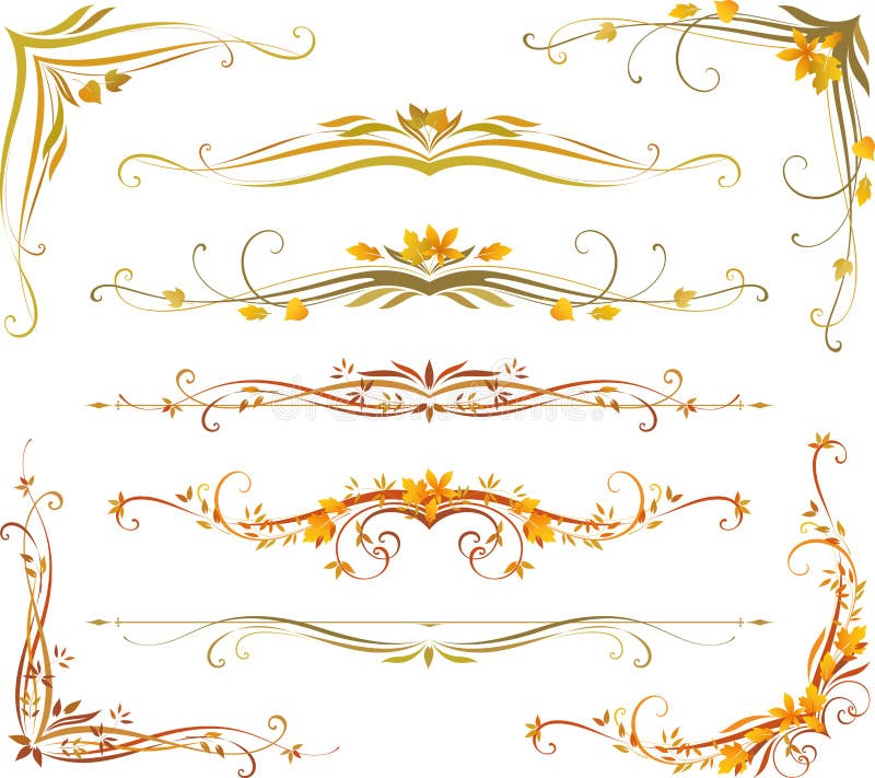 Maple Leaf Scroll Divider Stock Illustrations – 22 Maple Leaf Scroll ...
