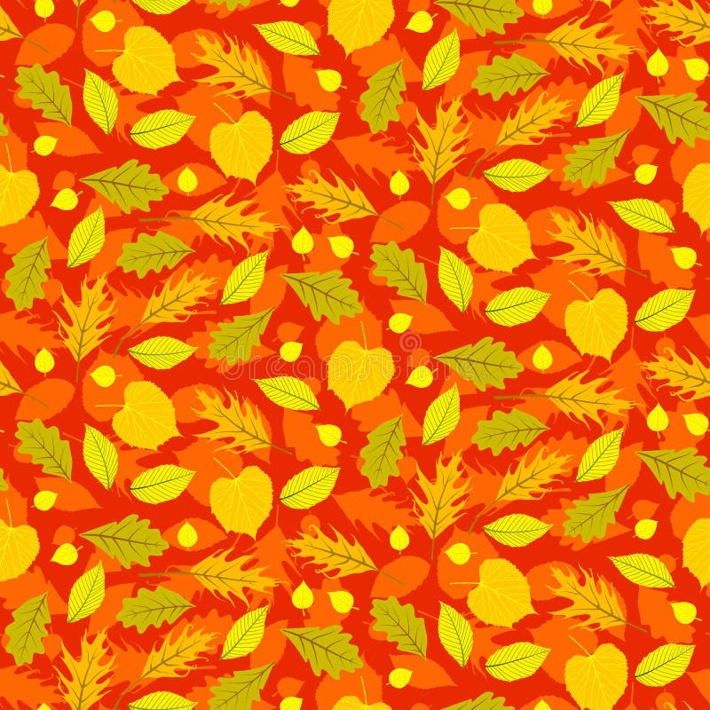 Autumn Seamless Background with Leaves Stock Vector - Illustration of ...