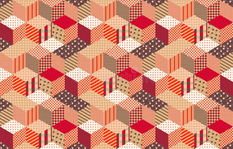 Autumn Patchwork with Falling Leaves and Polka Dot. Stock Vector ...